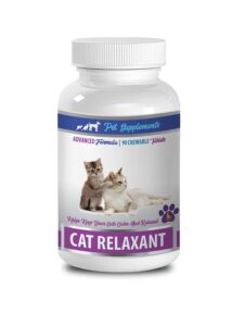 pet supplements cat relaxing pills - cat relaxant - calm and relaxed formula - anxiety relief - chewy treats - tryptophan for cats - 1 bottle (90 chews)