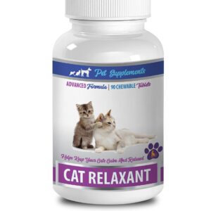 PET SUPPLEMENTS cat Relaxing Pills - CAT Relaxant - Calm and Relaxed Formula - Anxiety Relief - Chewy Treats - tryptophan for Cats - 1 Bottle (90 Chews)