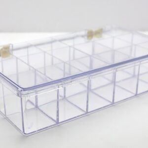 Clear 18 Compartment Storage Plastic Box 10 3/8" L x 6" W x 2" H - 1 Piece Per Pack