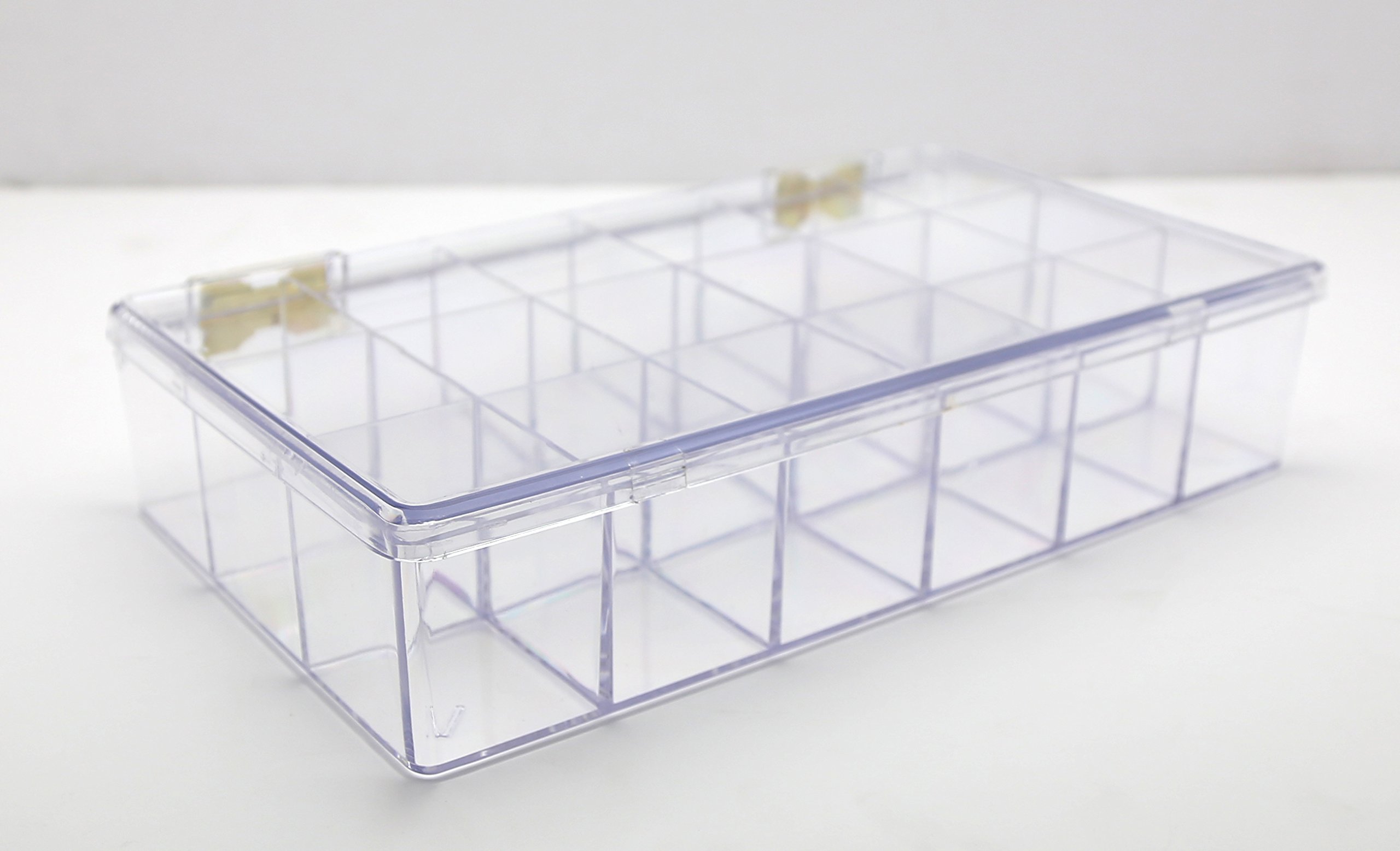 Clear 18 Compartment Storage Plastic Box 10 3/8" L x 6" W x 2" H - 1 Piece Per Pack