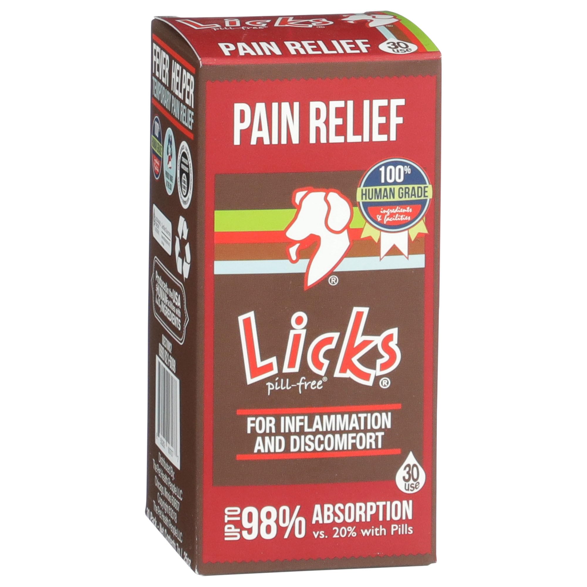 Licks Pill Free Dog Pain Relief - Inflammation Supplement - Pain Relief Supplement for Dogs - Dog Health Supplies - Gel Packets - 30 Use