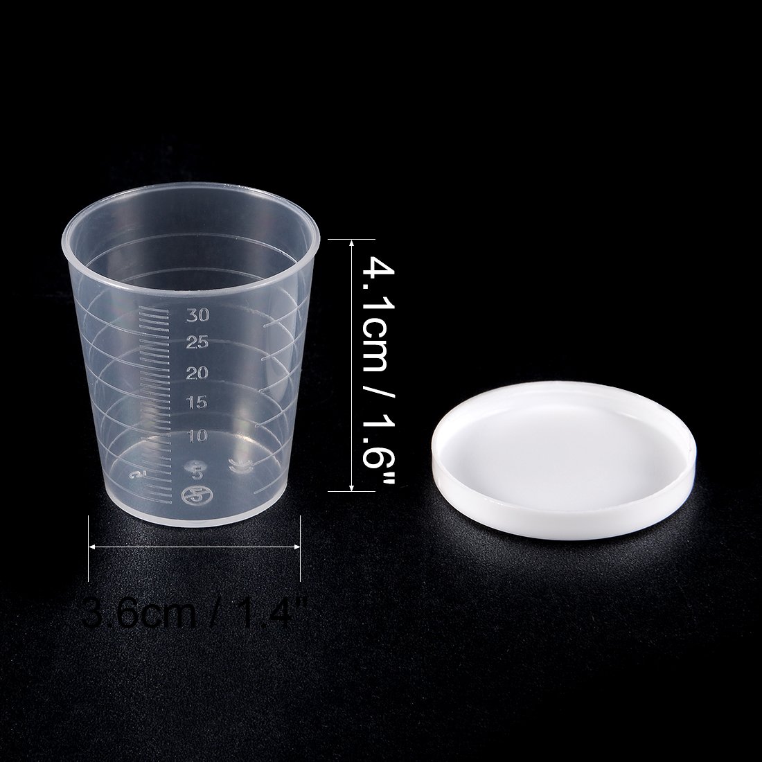 uxcell Measuring Cup 30ml Plastic Graduated Beaker Transparent with Lid for Lab Kitchen liquids 10pcs