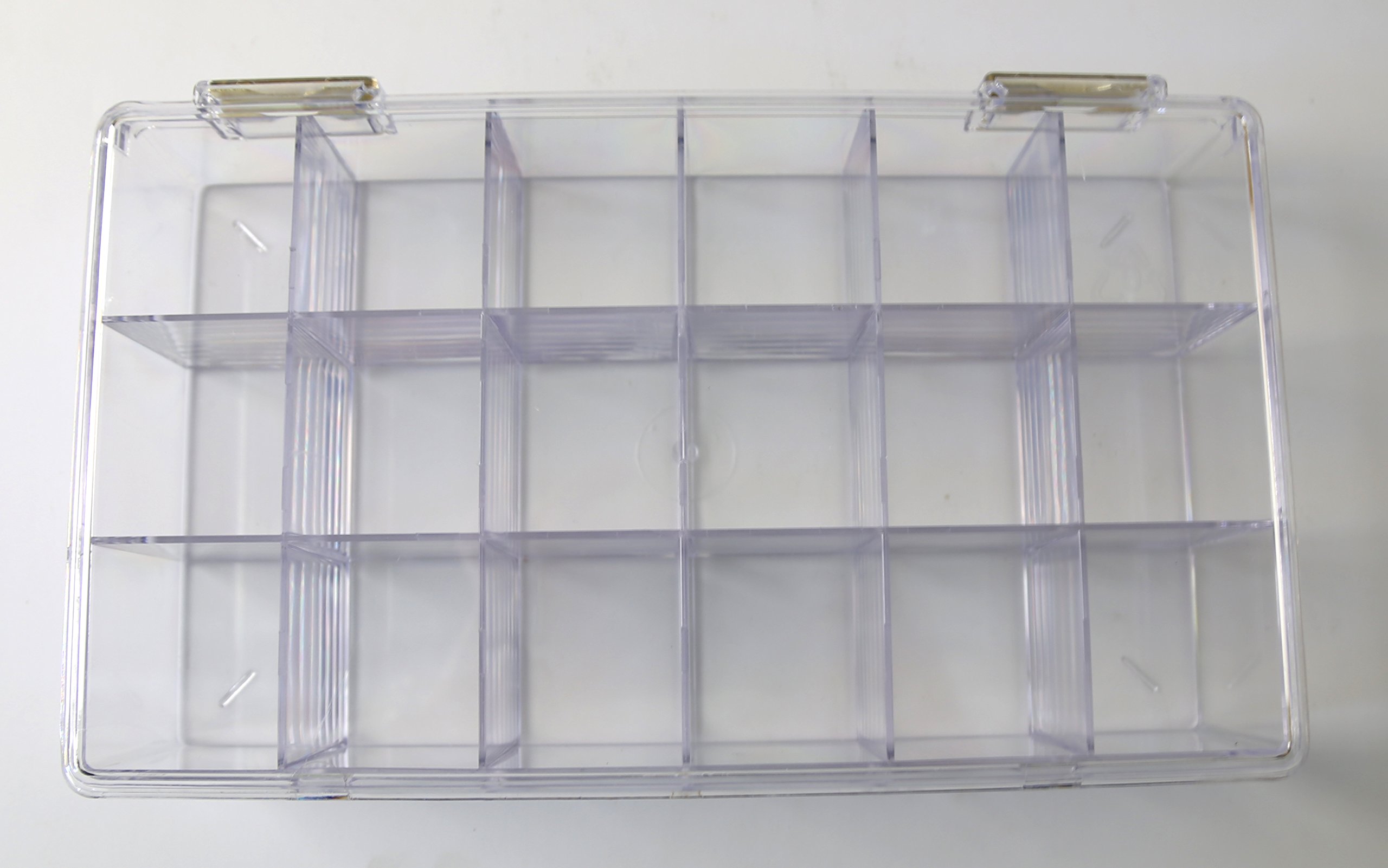 Clear 18 Compartment Storage Plastic Box 10 3/8" L x 6" W x 2" H - 1 Piece Per Pack