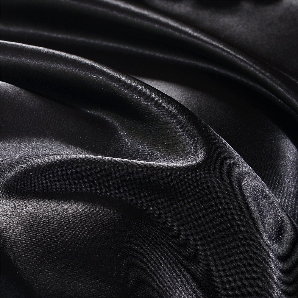 Vagasi Black Duvet Cover Set King Size 3 Pieces - Comforter Cover Super Soft with 2 Pillow Shams - Satin Bedding Set Breathable & Smooth with Zipper Closure