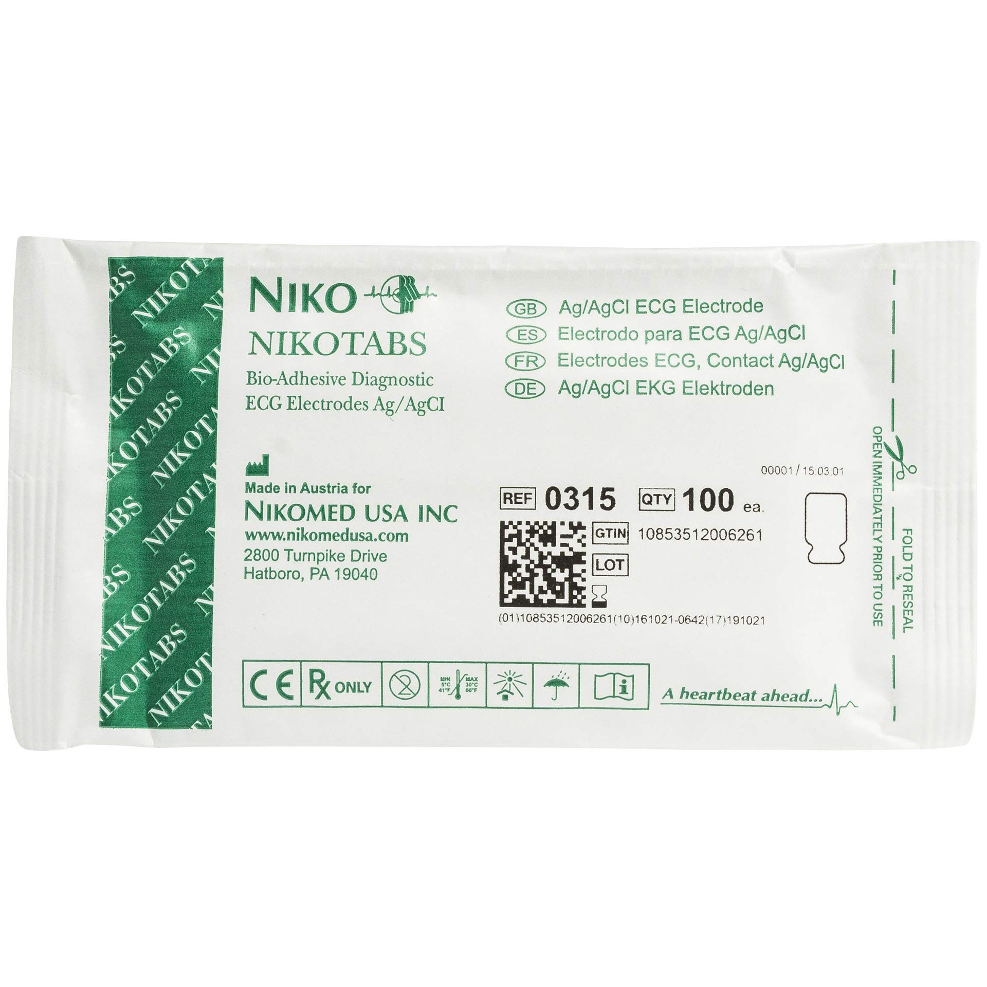 Nikomed 315 Tab Electrode, Adult (Pack of 5000)