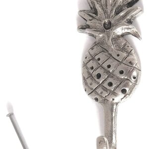 NORMA JEAN DESIGNS Pineapple Wall Hook, Decorative Hooks, 3pc Set, Antique Silver