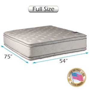 Dream Solutions USA Serenity Pillow Top - Medium Soft Full (54"x75"x12") Mattress Only - Double-Sided, Spinal Support System, Fully Assembled, Luxury Quality, Orthopedic Type