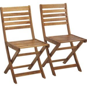 2-pc. folding acacia wood chair set — natural