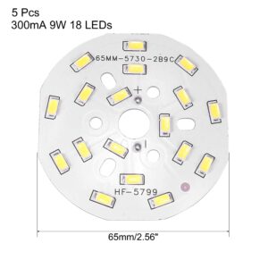 uxcell LED Chip Bulb 300mA 9W 18 LEDs 5730 Surface Mounted Devices Module Aluminum Board Pure White Super Bright 65mm Dia 5pcs for Floodlight