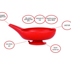 Spoon Buddy - Utensil Rest/Holder - Suction Cup Attaches to Pot Lid on Stove - Holds Spoons, Ladles, Spatulas - Kitchen Cooking without Mess on Counter or Stovetop - 2 pack Red