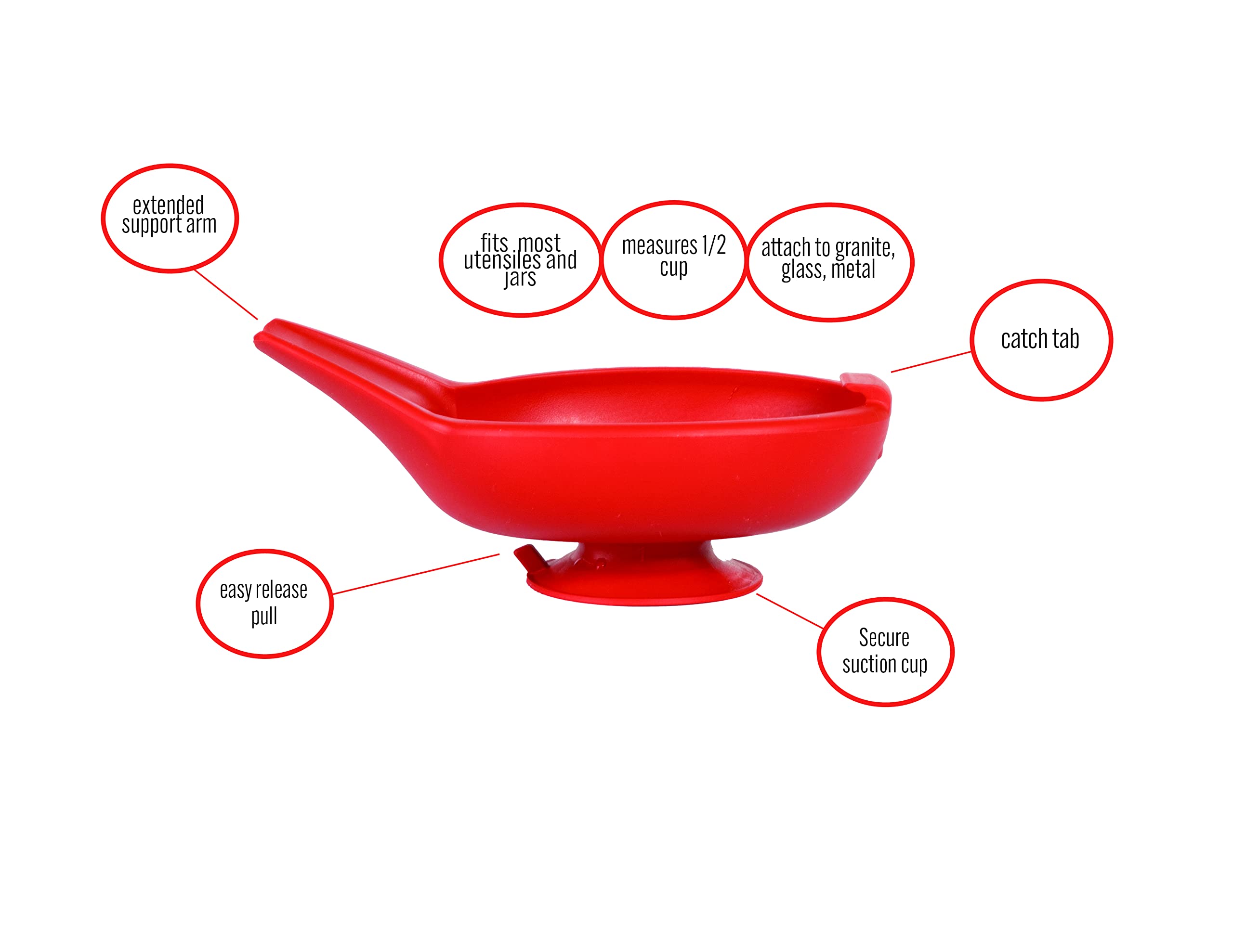 Spoon Buddy - Utensil Rest/Holder - Suction Cup Attaches to Pot Lid on Stove - Holds Spoons, Ladles, Spatulas - Kitchen Cooking without Mess on Counter or Stovetop - 2 pack Red