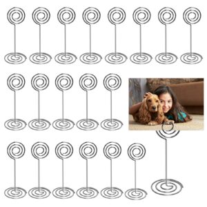 table number card holders, 25 pack wire shape table photo holder table picture stand place card holder for wedding party gatherings office desk paper menu clips (silver)