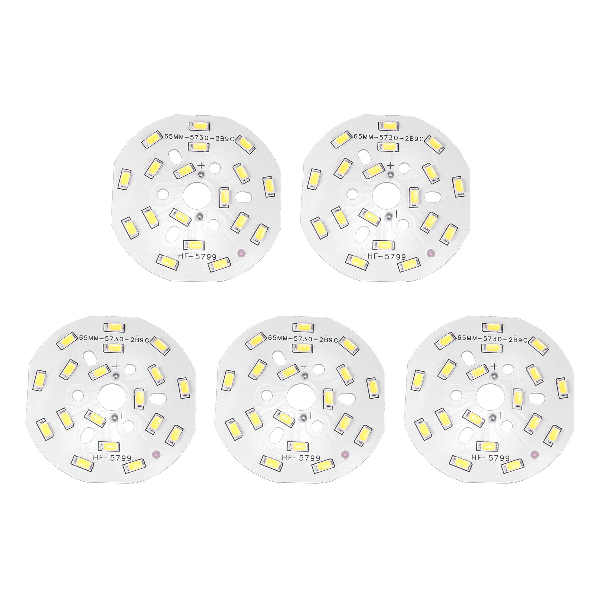 uxcell LED Chip Bulb 300mA 9W 18 LEDs 5730 Surface Mounted Devices Module Aluminum Board Pure White Super Bright 65mm Dia 5pcs for Floodlight