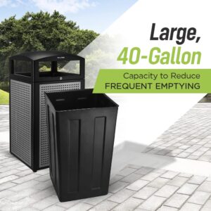 Alpine Industries Rugged 40-Gallon All-Weather Outdoor Recycle Bin Trash Can Container (Without Ash Tray, Steel Panels)