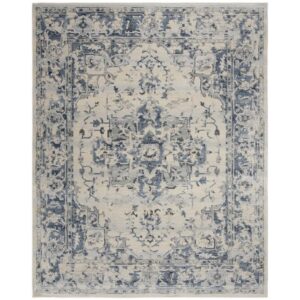 safavieh charleston collection area rug - 8' x 10', ivory & navy, oriental distressed design, non-shedding & easy care, ideal for high traffic areas in living room, bedroom (chl411a)