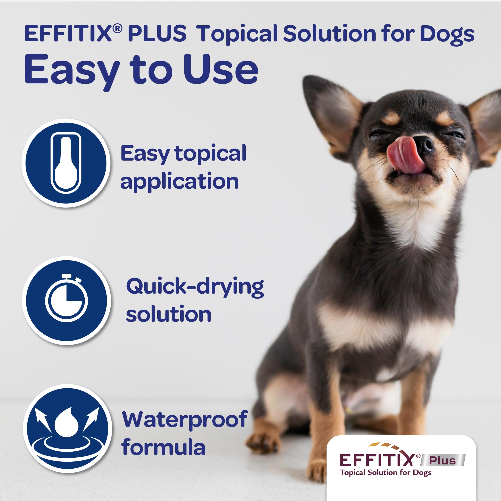 Effitix Plus Topical Solution for Dogs - Flea and Tick for Toy Dogs (5-10.9lbs), 3 Doses, Waterproof Topical Prevention (by Virbac)