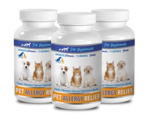 itch relief for dogs - allergy relief pets - for dogs and cats - amazing formula - chewy tablets - dog skin itch supplement - 3 bottle (225 chews)