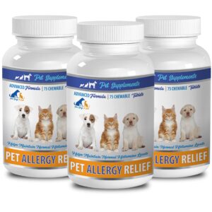 Itch Relief for Dogs - Allergy Relief Pets - for Dogs and Cats - Amazing Formula - Chewy Tablets - Dog Skin Itch Supplement - 3 Bottle (225 Chews)