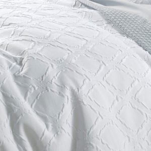 CHF Solid Ogee Microsculpt Duvet Sham Set, King, White