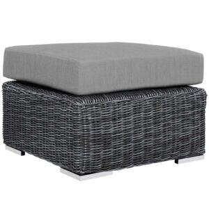 modway summon wicker rattan outdoor patio sunbrella square ottoman in canvas gray