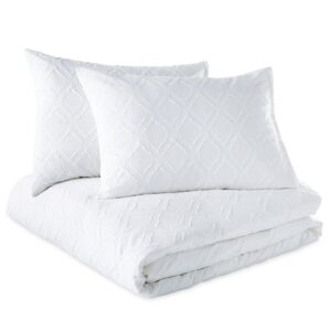 CHF Solid Ogee Microsculpt Duvet Sham Set, King, White