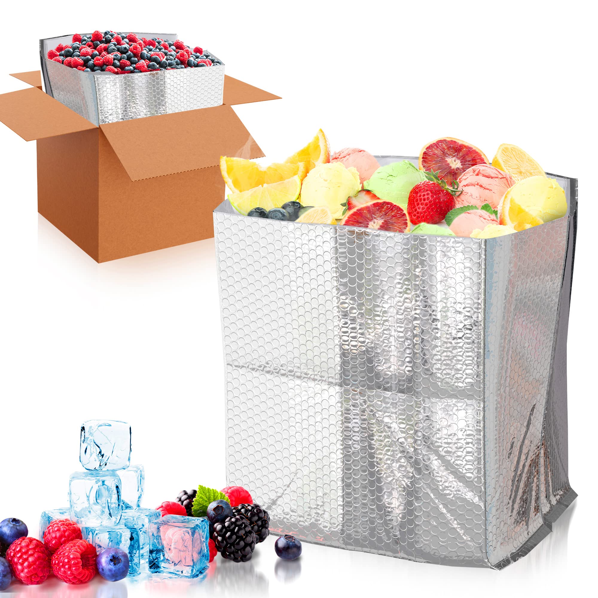 ABC PACK & SUPPLY 5 Pack Silver Foil Insulated Box Liners 10 x 10 x 10 inches. Shipping Boxes for Frozen Food, Odorless Insulated Containers. Leakproof Cold Shipping Boxes for Frozen Fish, Meat