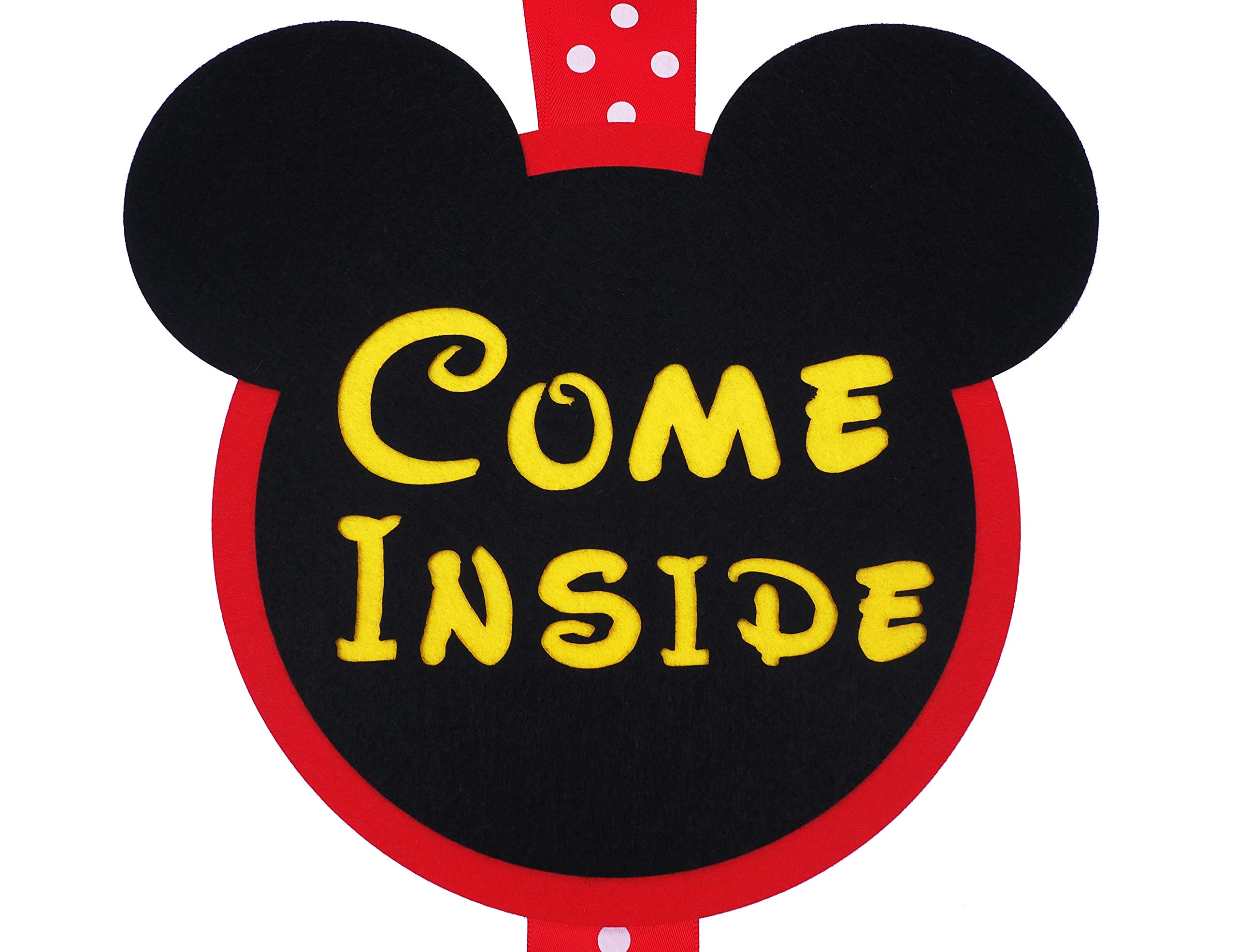 RORARO Mickey Mouse Birthday Welcome Door Sign Felt Decorations Welcome Hanger-Come inside its fun inside-Disney Decorations Supplies Birthday banner Party Favor