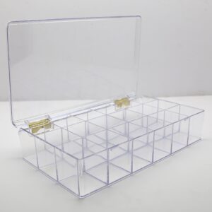 Clear 18 Compartment Storage Plastic Box 10 3/8" L x 6" W x 2" H - 1 Piece Per Pack