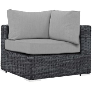 modway summon wicker rattan outdoor patio sunbrella corner sofa in canvas gray