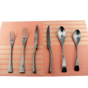 uniturcky 24-piece flatware set,extra thick heavy duty - 18/10 stainless steel cutlery sets,high matte black finish silverware flatware sets service for 4,use for home,kitchen utensil sets