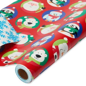 American Greetings 175 sq. ft. Reversible Kids Christmas Wrapping Paper, Santa and Snowflakes (1 Jumbo Roll 30 in. x 70 ft.)