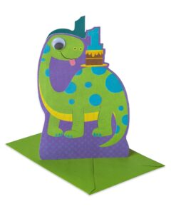 american greetings 1st birthday card for boy (dinosaur)