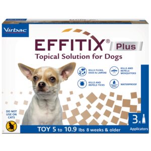 effitix plus topical solution for dogs - flea and tick for toy dogs (5-10.9lbs), 3 doses, waterproof topical prevention (by virbac)