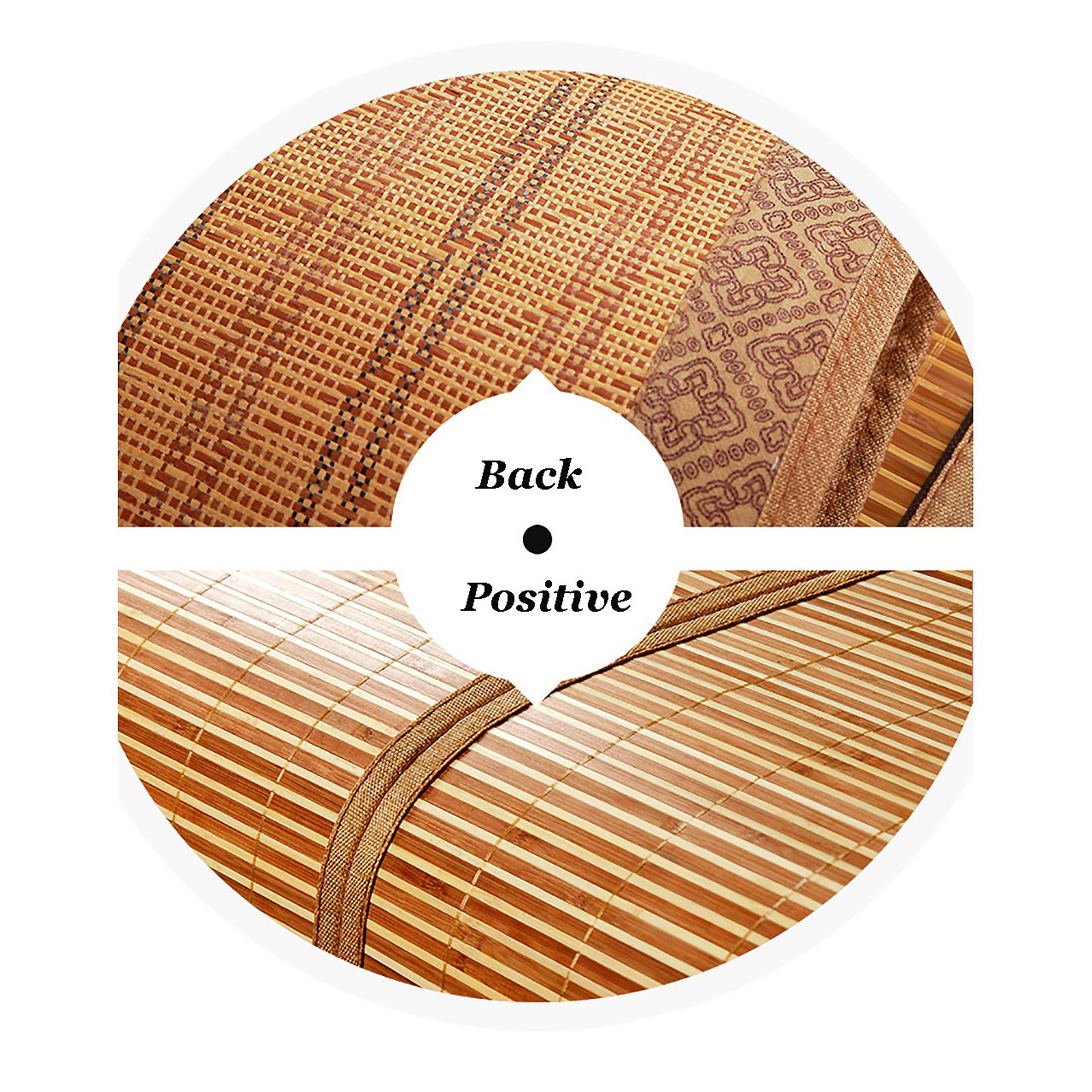 Summer Sleeping mat, 3-Piece Bamboo mat King mat Double-Sided Folding Air Conditioning mat Queen-A 150x195cm(59x77inch)