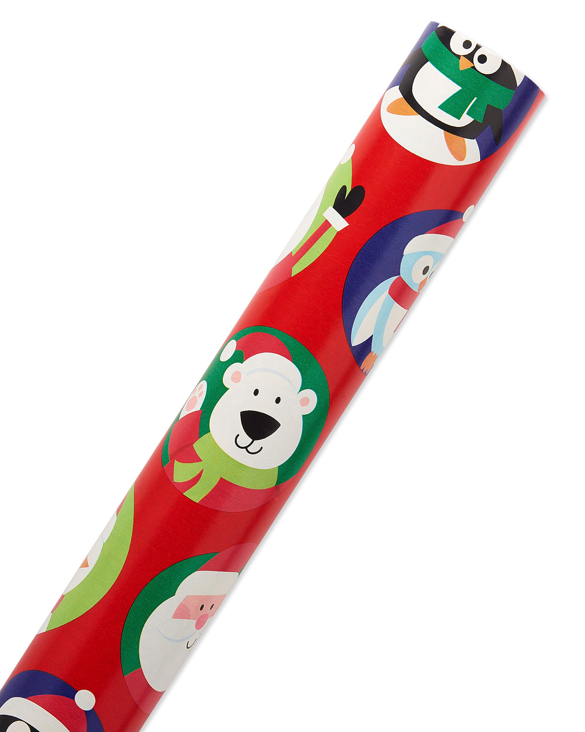 American Greetings 175 sq. ft. Reversible Kids Christmas Wrapping Paper, Santa and Snowflakes (1 Jumbo Roll 30 in. x 70 ft.)