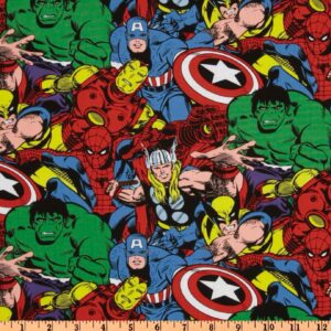 1 yard - marvel group collage cotton fabric - officially licensed (great for quilting, sewing, craft projects, quilt, throw pillows & more) 1 yard x 44