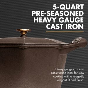 FINEX 5-Quart Cast Iron Dutch Oven, Modern Heirloom, Handcrafted in the USA, Pre-seasoned with Organic Flaxseed Oil