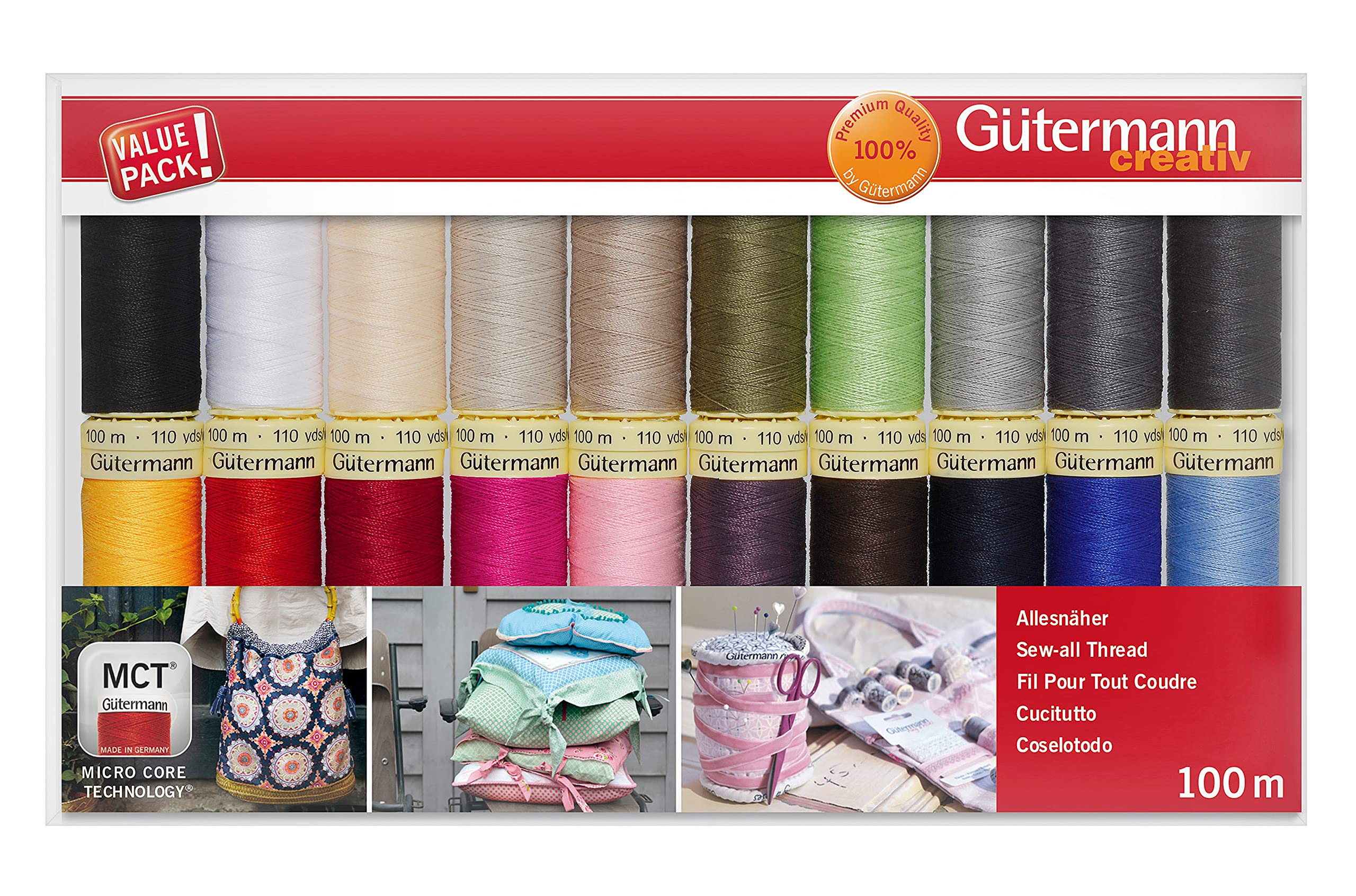 Gutermann Thread Set: Sew-All: 100m: Pack of 20, Assorted