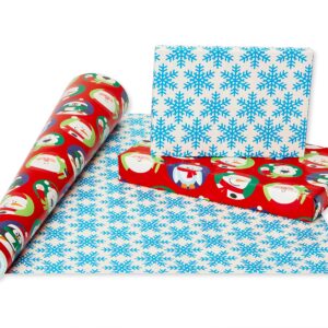 American Greetings 175 sq. ft. Reversible Kids Christmas Wrapping Paper, Santa and Snowflakes (1 Jumbo Roll 30 in. x 70 ft.)