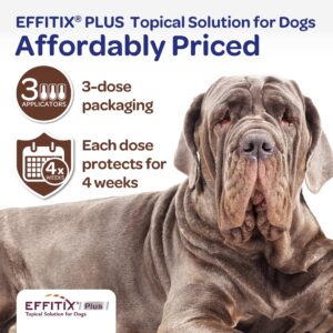 Effitix Plus Topical Solution for Dogs - for Dog Flea and Tick for X-Large Dogs (89-132lbs), 3 Doses, Waterproof Topical Prevention (by Virbac)