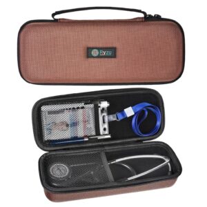 ryzu stethoscope brown hard case - dual mesh pockets – velvet lining - durable - compatible with littmann and most brands