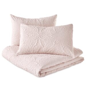 CHF Solid Medallion 3-Piece Microsculpt Duvet Cover Set, Full/Queen, Blush