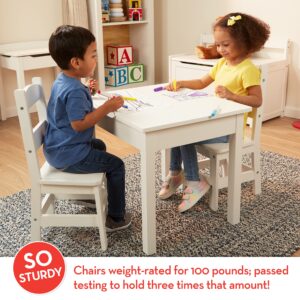 Melissa & Doug Toddler-Sized Kids White Wooden Furniture - Table and 4 Chairs