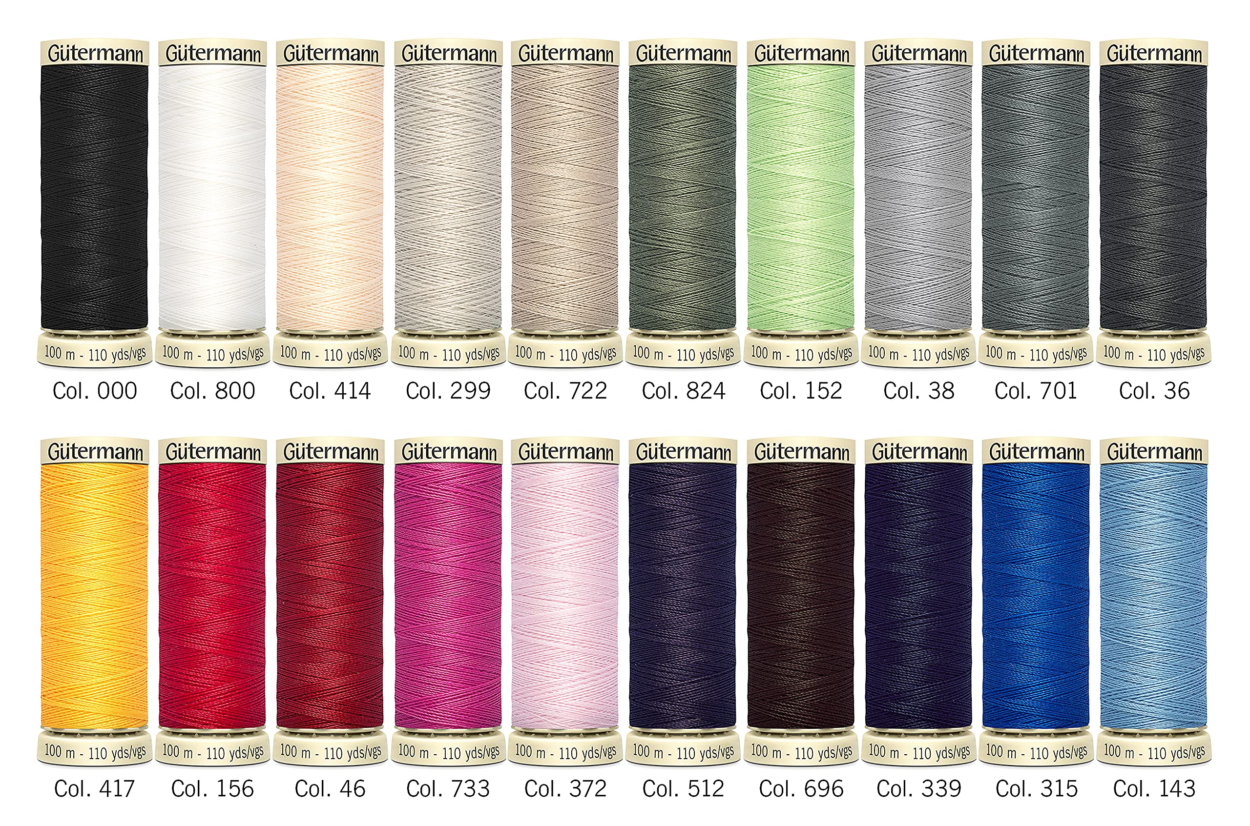 Gutermann Thread Set: Sew-All: 100m: Pack of 20, Assorted