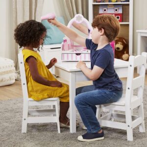 Melissa & Doug Toddler-Sized Kids White Wooden Furniture - Table and 4 Chairs