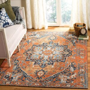 safavieh classic vintage collection area rug - 6' x 9', orange & navy, oriental medallion distressed design, non-shedding & easy care, ideal for high traffic areas in living room, bedroom (clv111p)