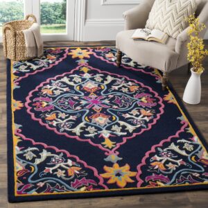 SAFAVIEH Bellagio Collection 6' x 9' Navy Blue/Multi BLG605C Handmade Medallion Premium Wool Area Rug