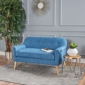 christopher knight home mariah mid-century modern loveseat, muted blue