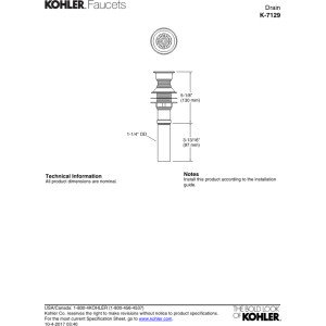 Kohler 7129-BL Sink drain, Matte Black