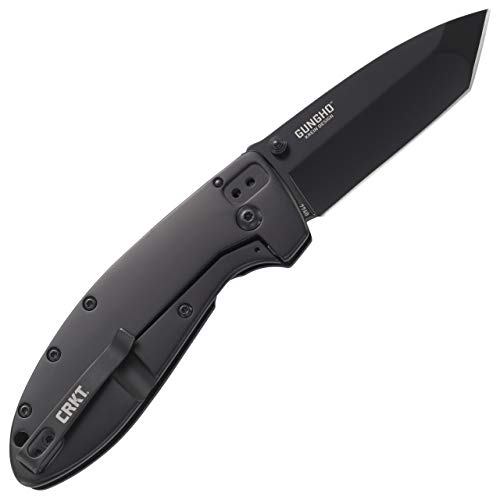 CRKT Gungho EDC Folding Pocket Knife: Everyday Carry, Black Tanto Blade, Assisted Open, G10 Handle, Reversible Pocket Clip 7740